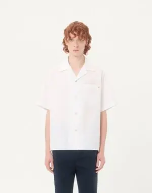 Valentino Garavani Bowling Shirt In Cotton Poplin With Vgold