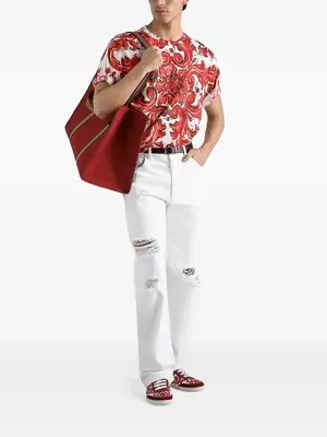 Dolce & Gabbana Cotton T-shirt With Majolica Print