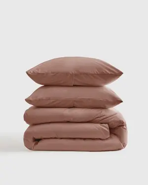Quince Organic Crisp Percale Duvet Cover Set Clay