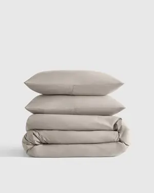 Quince Organic Crisp Percale Duvet Cover Set - Dove