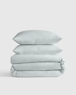 Quince Organic Crisp Percale Duvet Cover Set Mist