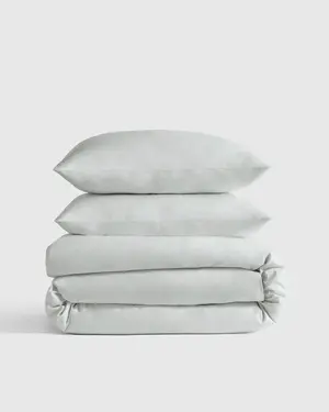 Quince Organic Crisp Percale Duvet Cover Set - Mist