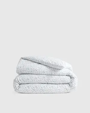 Quince Organic Crisp Percale Duvet Cover - Blue Florette