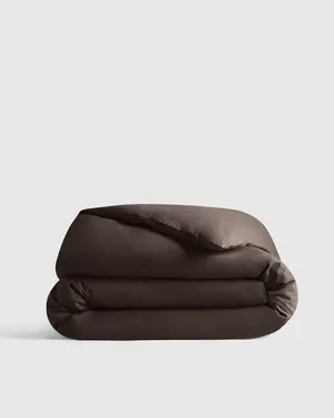 Quince Organic Crisp Percale Duvet Cover - Espresso