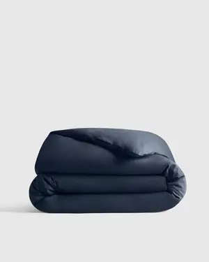 Quince Organic Crisp Percale Duvet Cover - Navy