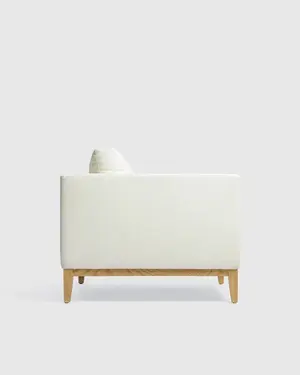 Quince Performance Chenille Linen Blend Accent Chair With Solid Oak Base