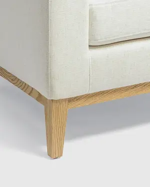 Quince Performance Chenille Linen Blend Accent Chair With Solid Oak Base