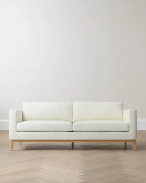 Quince Performance Chenille Linen Blend Sofa With Solid Oak Base - Snow