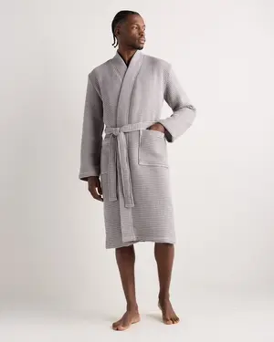 Quince Organic Turkish Waffle Robe - Grey