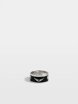 Zadig&Voltaire Brass Ring With Enamel - Black Silver