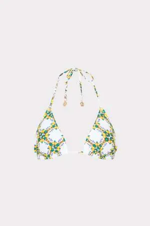 MILLY CABANA Halterneck Triangle Bikini Top - White
