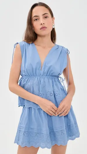 WAYF Goldie Top Sleeveless V-neck Embroidered Blouse