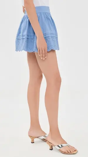 WAYF Goldie Embroidered Mini Skirt