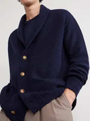 Valentino Garavani Shawl Collar Textured Wool Cardigan