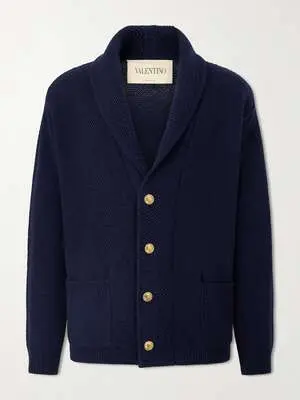 Valentino Garavani Shawl Collar Textured Wool Cardigan