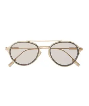 Zegna Aviator Frame Titanium Sunglasses Beige