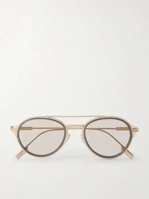 Zegna Aviator Frame Titanium Sunglasses - Gold