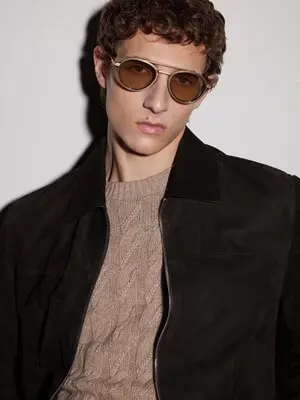 Zegna Aviator Frame Titanium Sunglasses