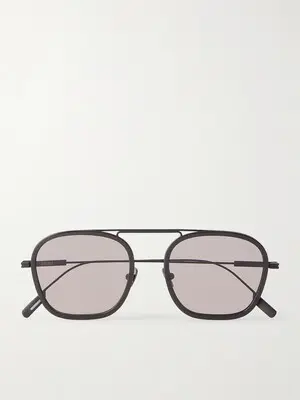 Zegna Eyewear Round-frame Titanium Sunglasses - Gray