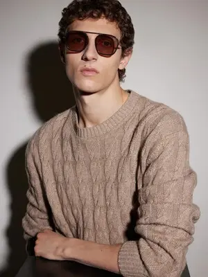 Zegna Eyewear Round-frame Titanium Sunglasses