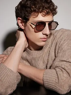 Zegna Eyewear Round-frame Titanium Sunglasses