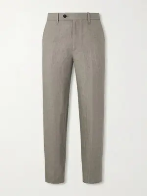 Rag & Bone Evan Straight-leg Pleated Linen Trousers - Gray