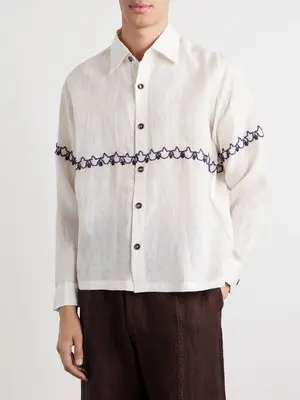 KARTIK RESEARCH Embroidered Linen Shirt