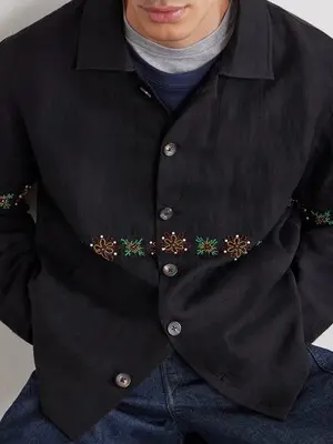 KARTIK RESEARCH Embroidered Linen Shirt