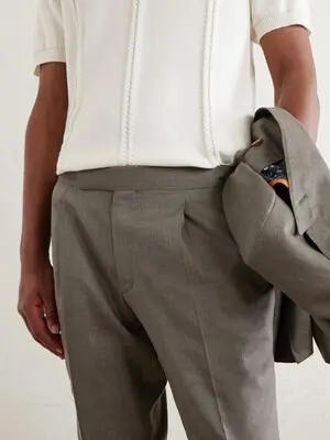Mr P. Straight-leg Pleated Linen And Wool-blend Suit Trousers