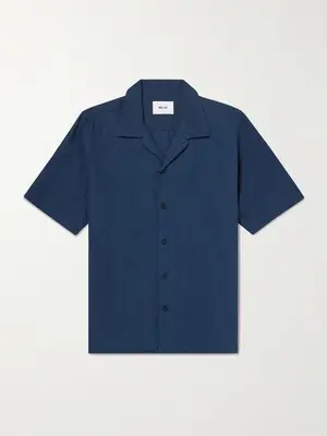Nn07 Julio 5708 Camp-collar Linen Shirt - Blue