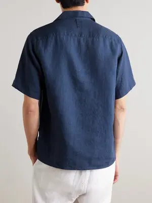 Nn07 Julio 5708 Camp-collar Linen Shirt - Blue