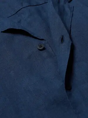 Nn07 Julio 5708 Camp-collar Linen Shirt - Blue