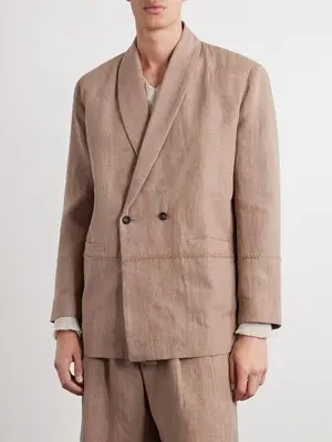 KARTIK RESEARCH Double-breasted Linen Blazer With Rabari Embroidery
