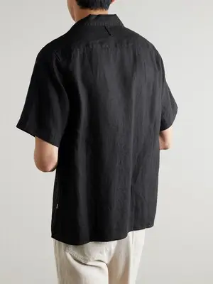 Nn07 Julio 5708 Camp-collar Linen Shirt - Black
