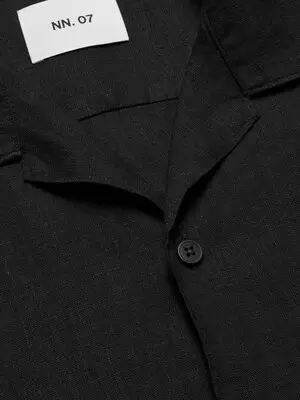 Nn07 Julio 5708 Camp-collar Linen Shirt - Black