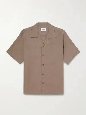 Nn07 Julio 5708 Camp-collar Linen Shirt - Brown