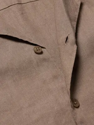 Nn07 Julio 5708 Camp-collar Linen Shirt - Brown