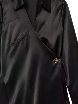 DANAMÉ Satin Wrap Blouse - Black