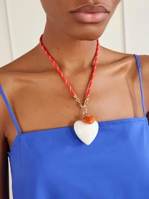 ROXANNE ASSOULIN Gold-tone, Enamel And Cord Necklace - Red