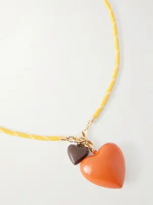 ROXANNE ASSOULIN Gold-tone, Enamel And Cord Necklace - Orange