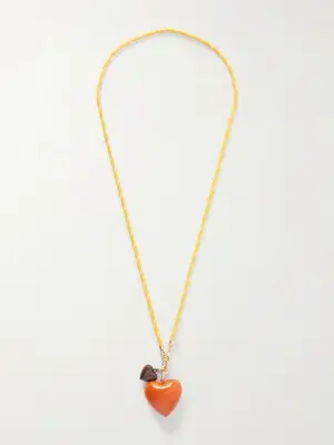 ROXANNE ASSOULIN Gold-tone, Enamel And Cord Necklace - Orange