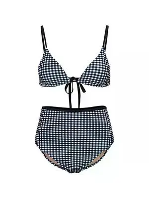 5PENING Gingham High-waisted Swimwear Set