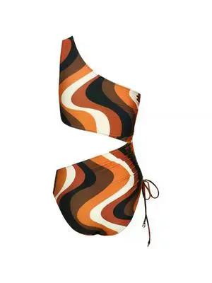 DAZE DAYZ Sunset Wave One-shoulder Cutout Swimsuit