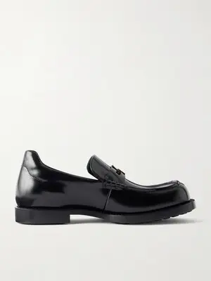 Balenciaga Embellished Leather Loafers - Black