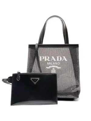 Prada Sequin Mesh Tote Bag - Black