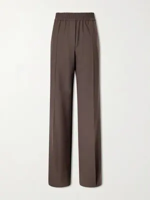 Brunello Cucinelli Wide-leg Wool-blend Pants - Brown