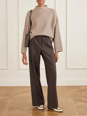 Brunello Cucinelli Wide-leg Wool-blend Pants