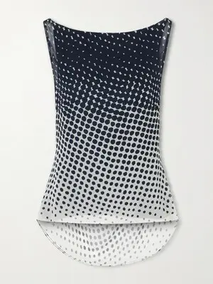 Christopher John Rogers Halftone Wiggle Dot Printed Crinkled-chiffon Top