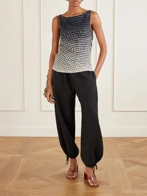 Christopher John Rogers Halftone Wiggle Dot Printed Crinkled-chiffon Top