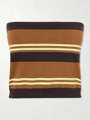 Tibi Strapless Striped Cotton Tank